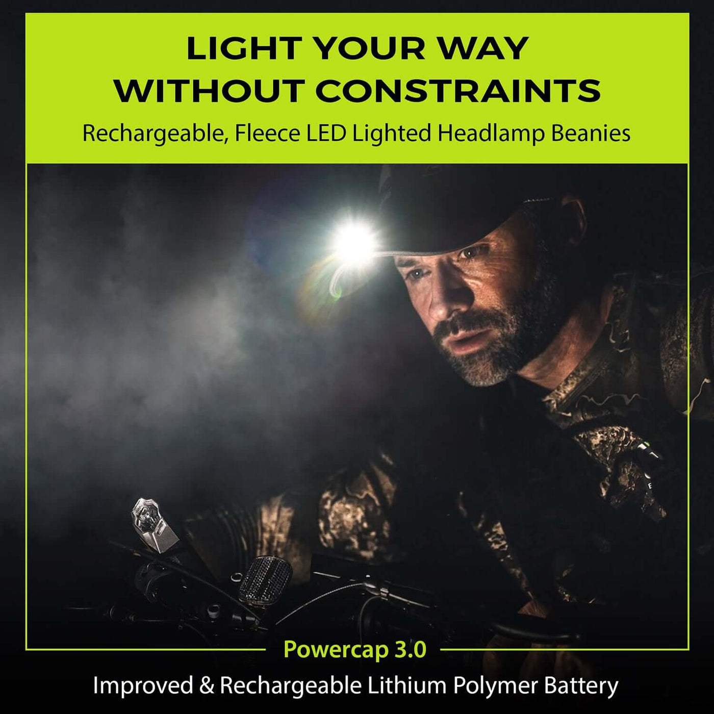 POWERCAP 3.0 Rechargeable LED Lighted Headlamp Hats and IPX4 Rating ...